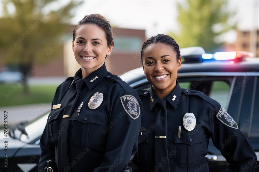 Foto de African American cop with white cop pose. Female African ...