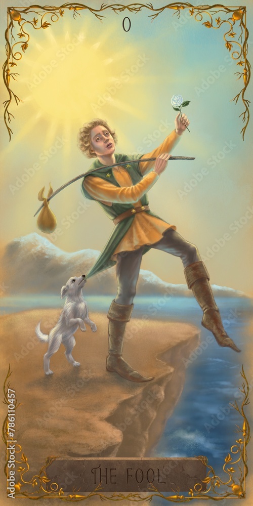 THE FOOL. Card number 0. Magical Tarot Arcana Cards. Free-hand digital ...