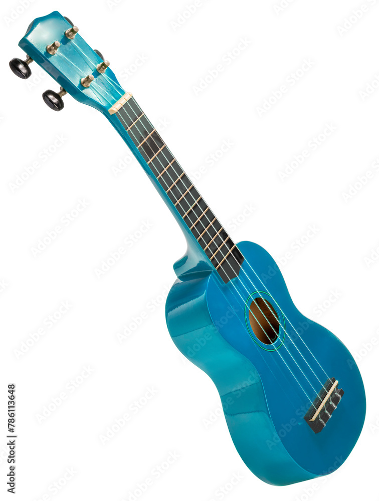 Ukulele isolated on white background, Blue Ukulele on White Background ...