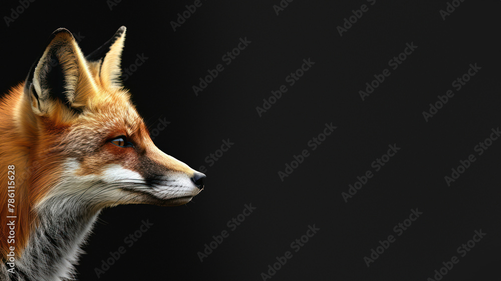 Captivating image featuring the side profile of a red fox's head set ...