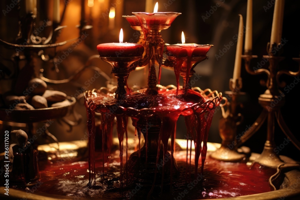 Vampire's Blood Fountain: Use a chocolate fountain with red-colored ...