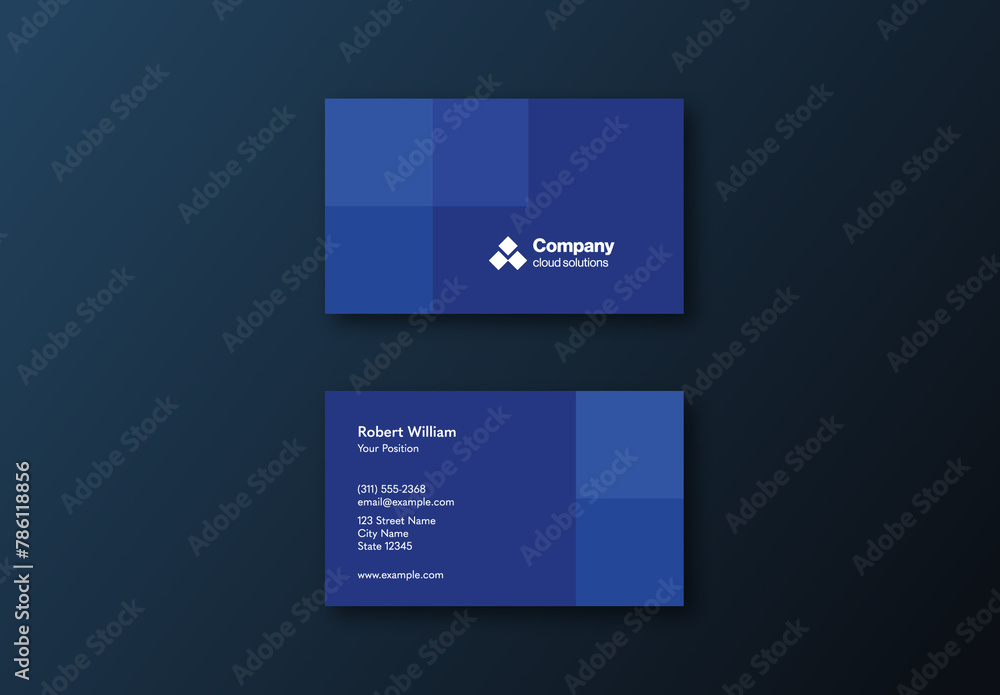 Dark Blue Business Card Template for Tech Stock Template | Adobe Stock