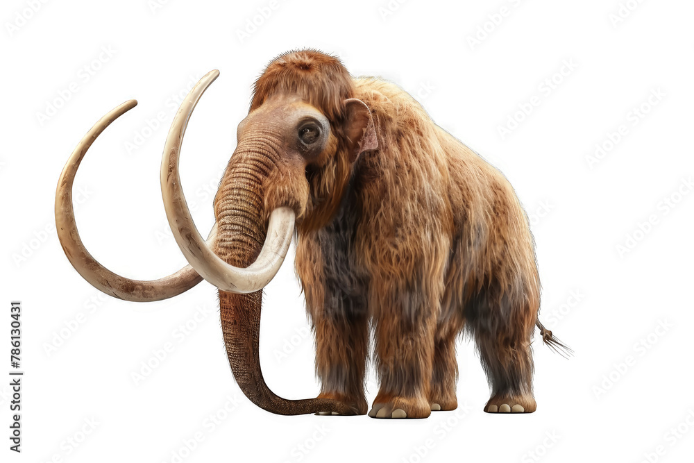 Poster, Foto Realistic depiction of a young woolly mammoth standing ...