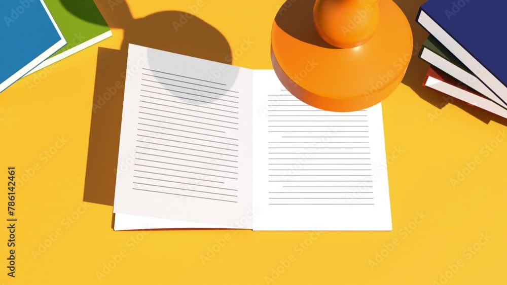 3d animation of opening and turning a book page, followed by a ...
