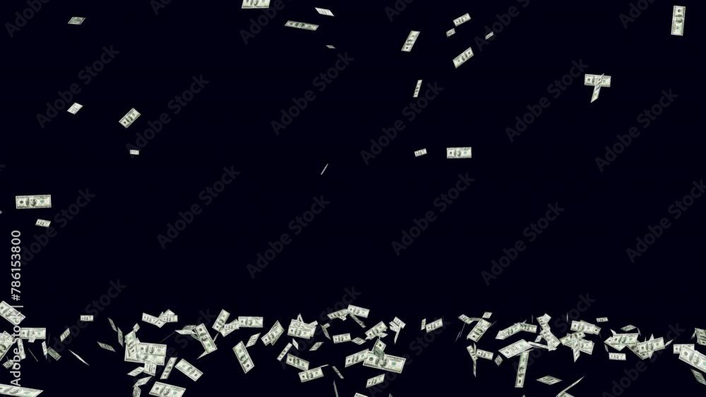 Money drop. Money rain animation on transparent background. Falling ...