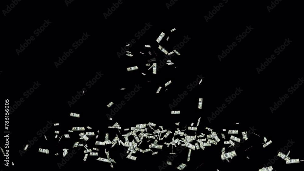 Money drop. Money rain animation on transparent background. Falling ...
