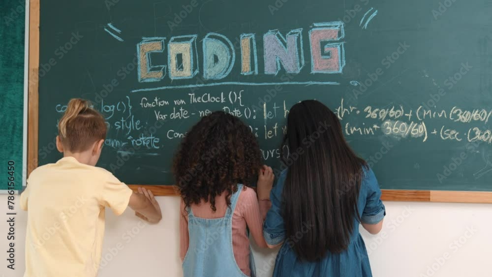 Back view of smart student writing coding engineering prompt and ...