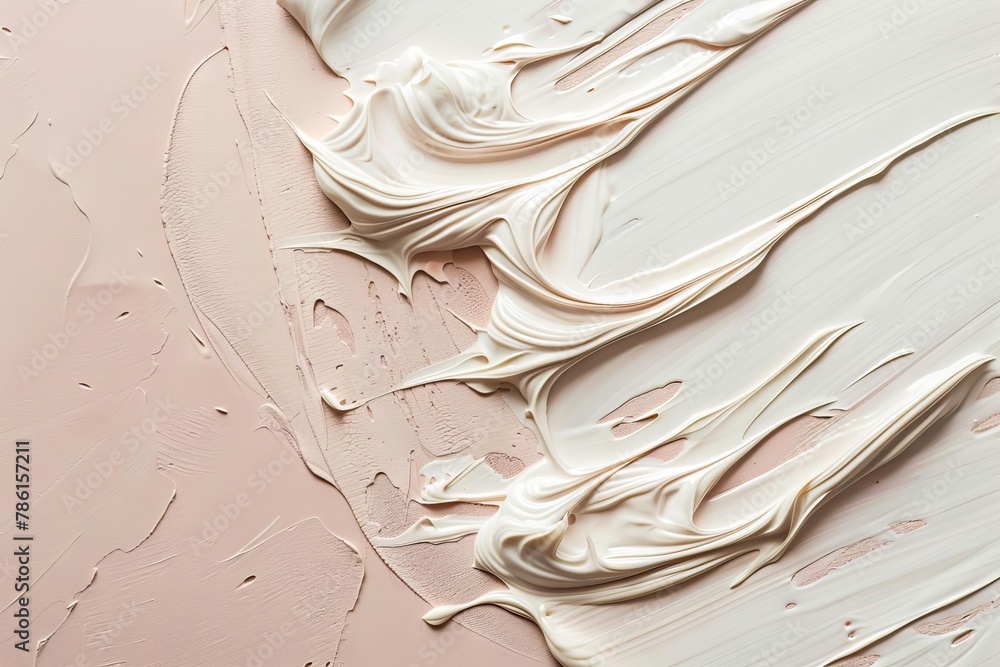creamy white texture smeared on a neutral background abstract cosmetic ...