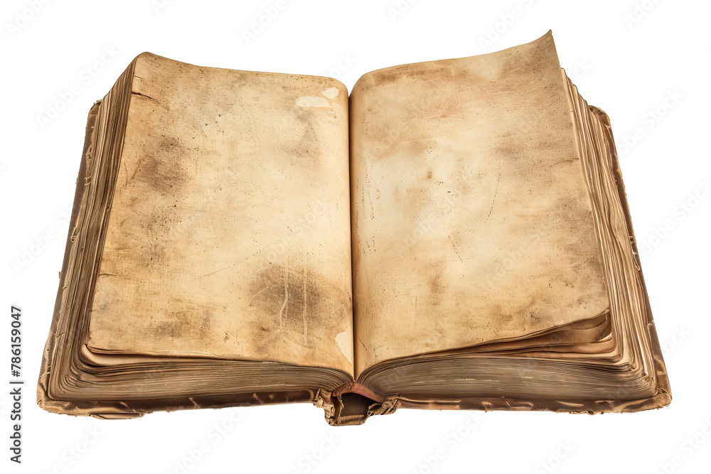 An open book with blank brown pages, ready for writing or drawing ...