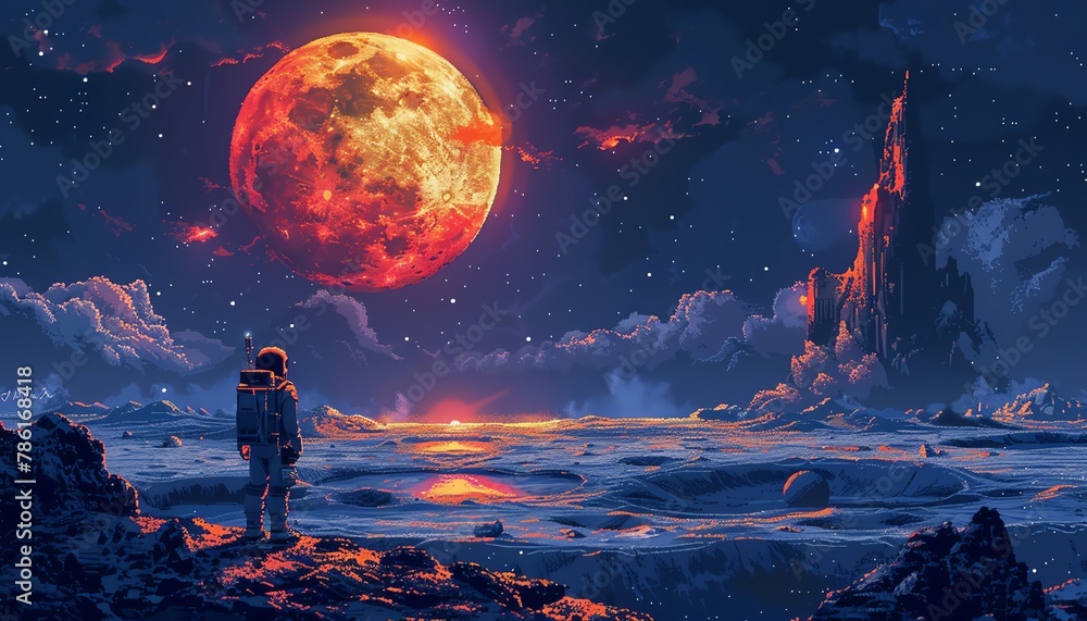 Illustrate a pixel art representation of the golden chance to reach the ...