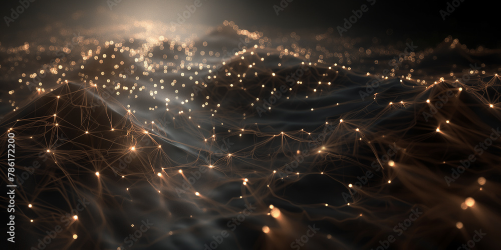 A conceptual image of a quantum network, with nodes represented by ...