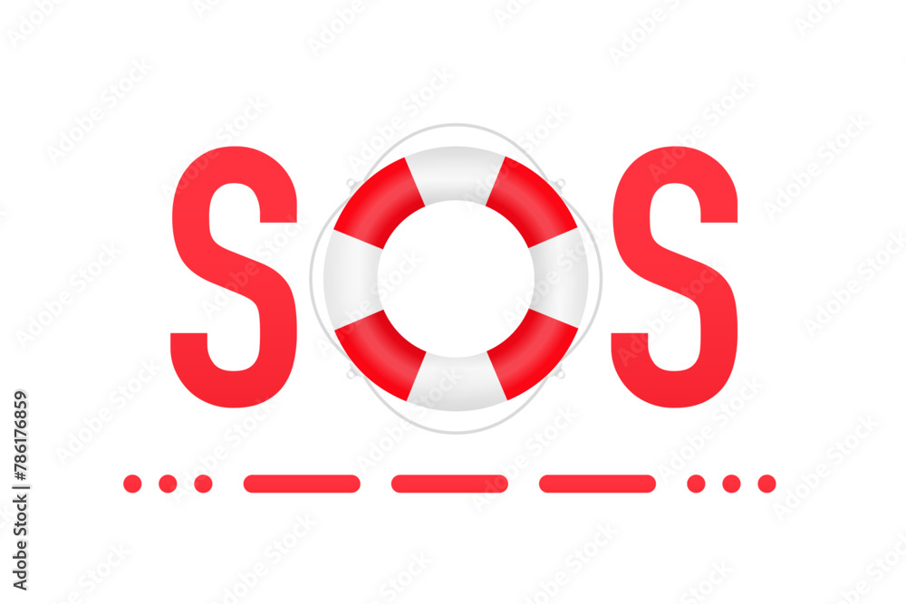 SOS. Request for help. International Morse code. SOS logo design on ...