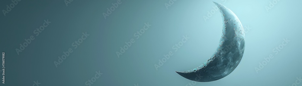 Minimal illustration of a crescent moon, elegant curves on a pastel ...