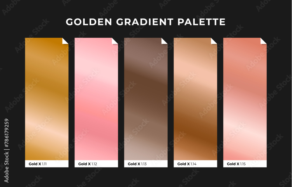 Golden color palette. Gold, copper, bronze gradient palette template ...