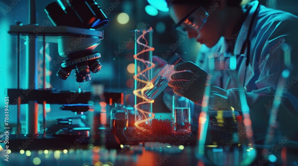 Science experiments, A doctor is doing some experiments in the lab in a ...