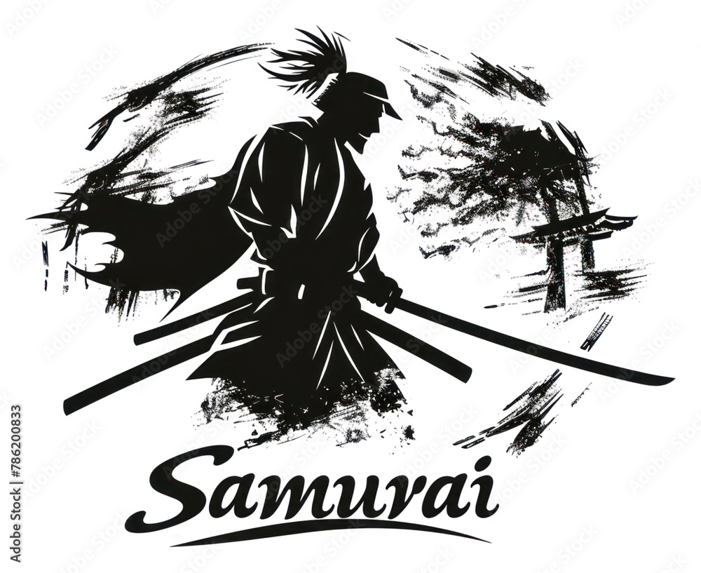 PNG Samurai silhouette samurai stencil. Stock Photo | Adobe Stock