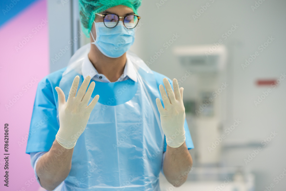 Man male obstetrician doctor portrait in uniform coat gown with white ...