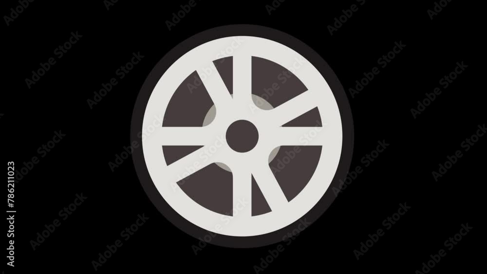 Animated car wheels rotating on a transparent background. Cartoon ...
