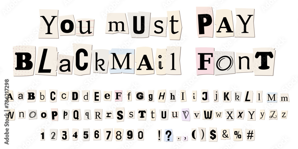Cut out newspaper letters for blackmail Stock Vector | Adobe Stock