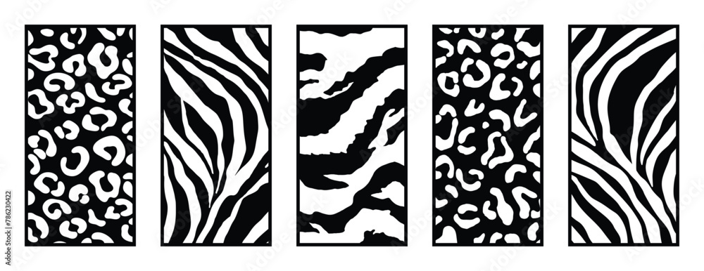 leopard and zebra animal skin pattern. Laser cut with line design ...