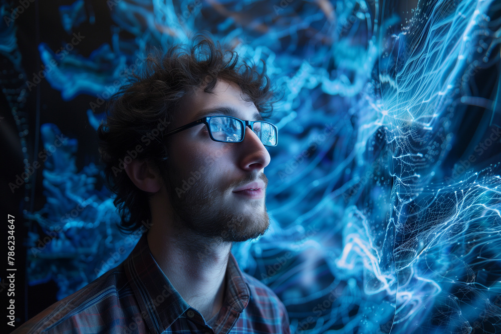 neuroengineer designing neural network algorithms, showcasing the ...