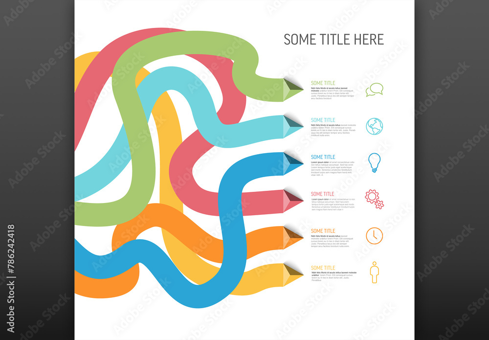 Infochart with modern colors lines icons and pyramid triangle arrows ...