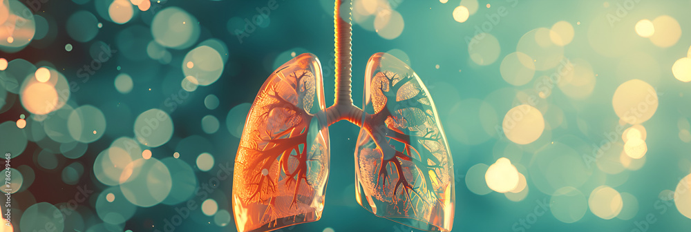 Human lungs with prominent bronchial tree and alveoli A lung with a ...