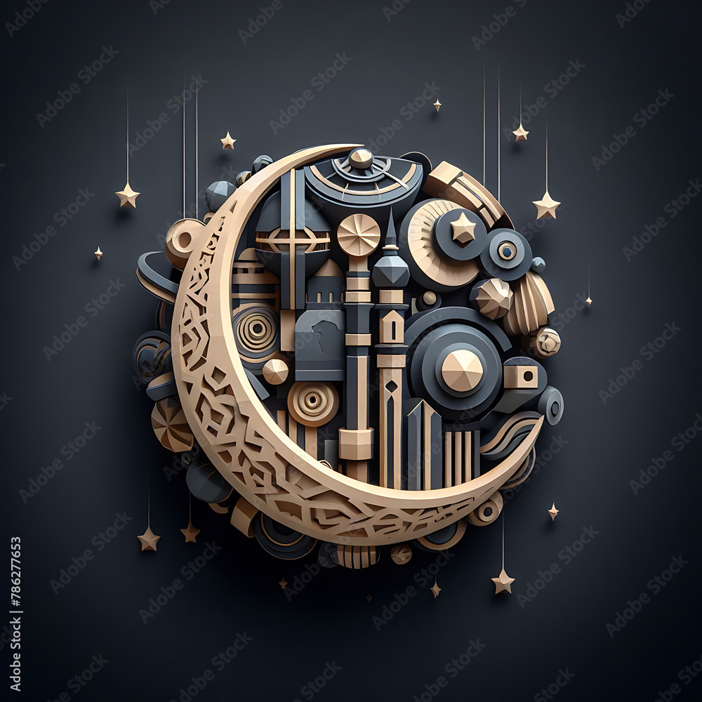 Eid Mubarak simple paper Mache abstract paper art craft surrealism ...