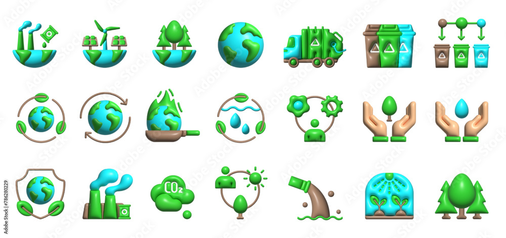 Waste separation, Eco planet, Recycle, 3d vector icons. Recycling ...