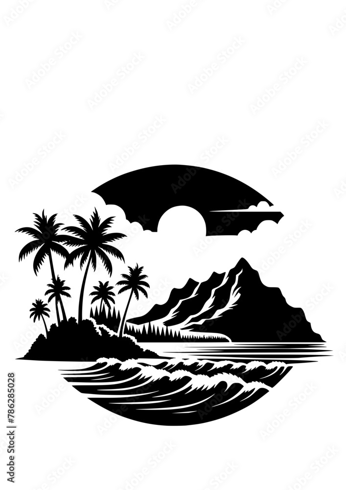 Hawaii SVG, Palm tree SVG, Hawaii Landscape, Hawaii Silhouette, Palm ...