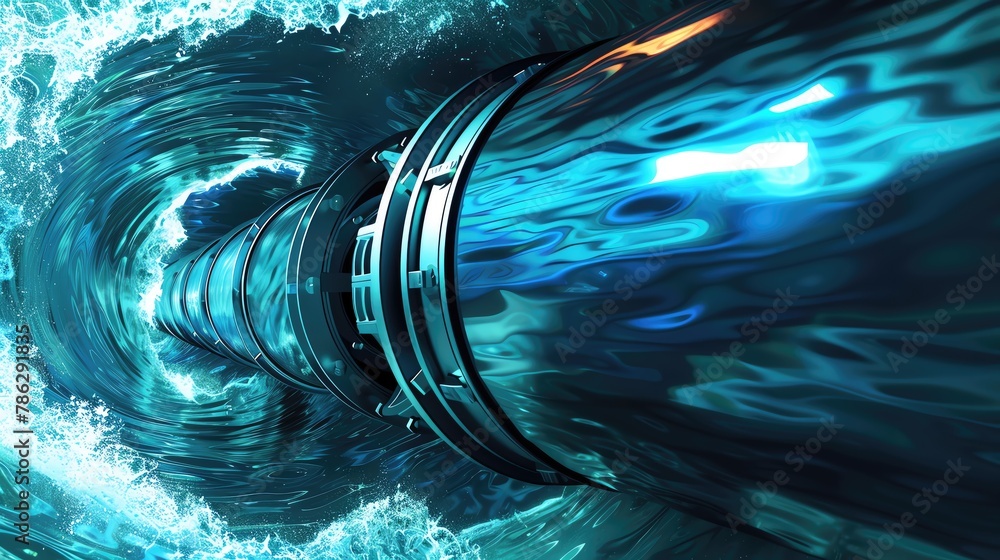Oceanic thermal energy device, abstract ocean currents, swirling energy ...