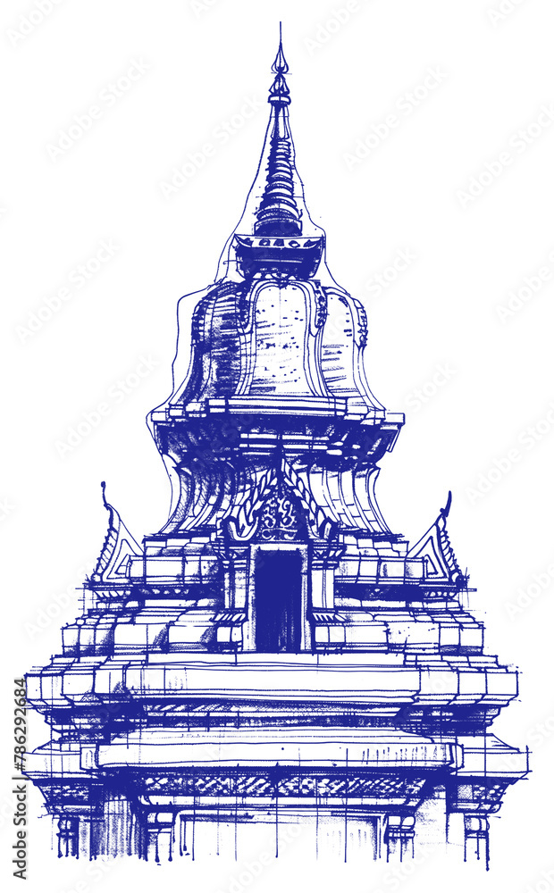 PNG Vintage drawing Indian stupa architecture illustrated lighthouse ...
