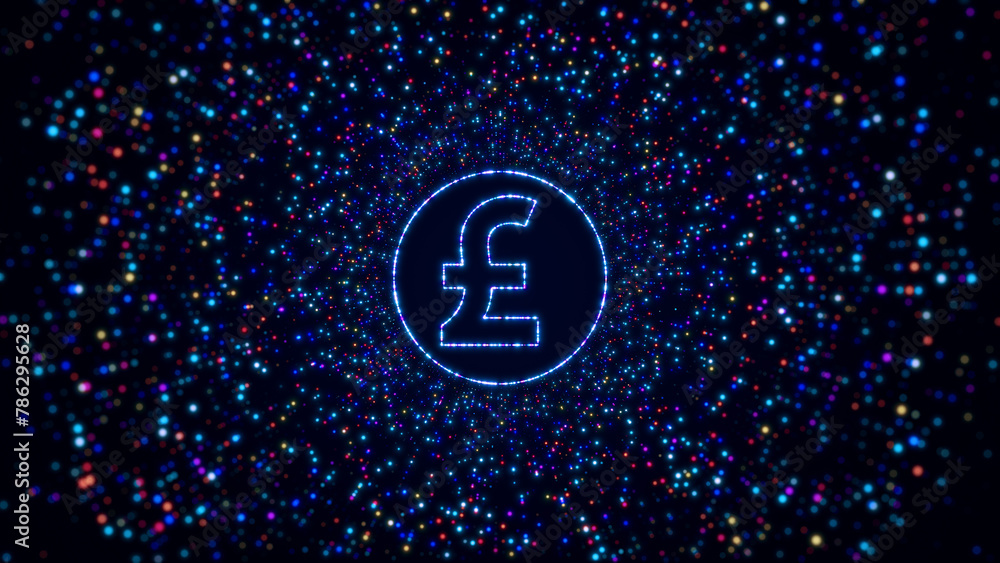 Abstract Futuristic Digital Space Dark Shiny Blue Colorful Glowing ...