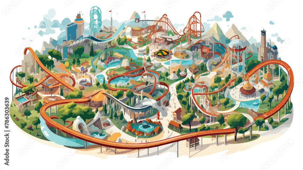 Floral Theme Park Maps theme park map floral landmarks Stock Vector ...