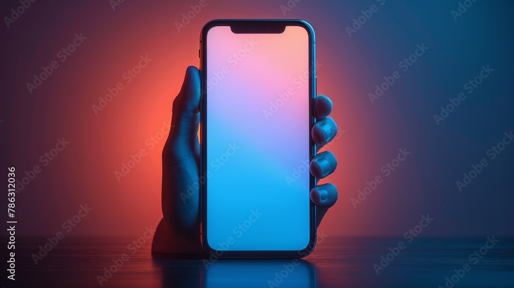 Two phones hanging over a table at an angle. Mockup of a real life ...