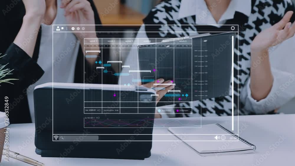Vidéo Stock Project manager working with Gantt chart schedule to plan ...