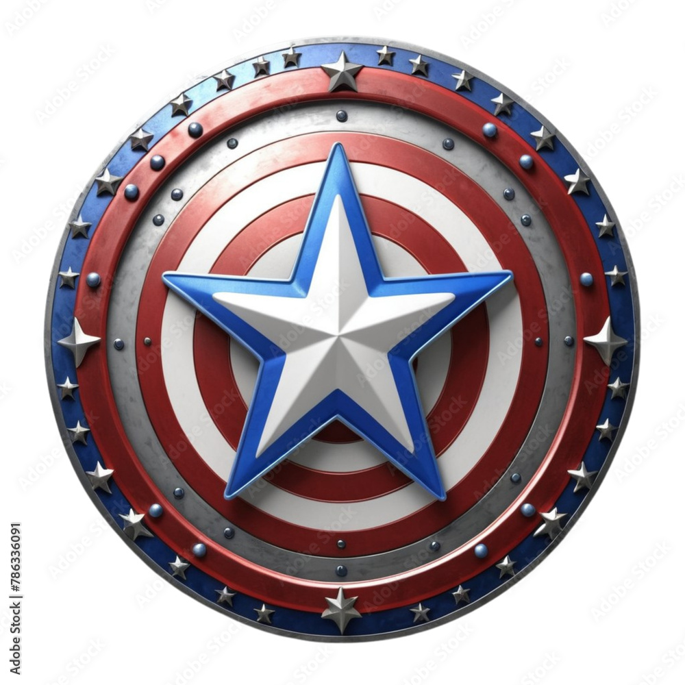 3d America Patriotic Metal Round Shield with Star and Blue, Red and ...