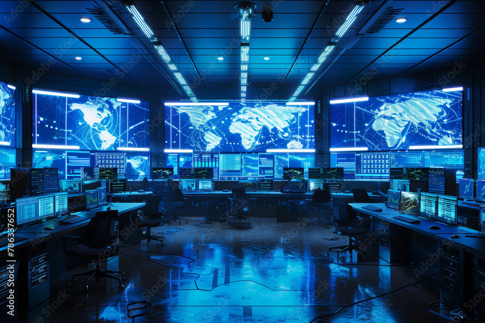 Stylish photo of digitally rendered command and control centers ...