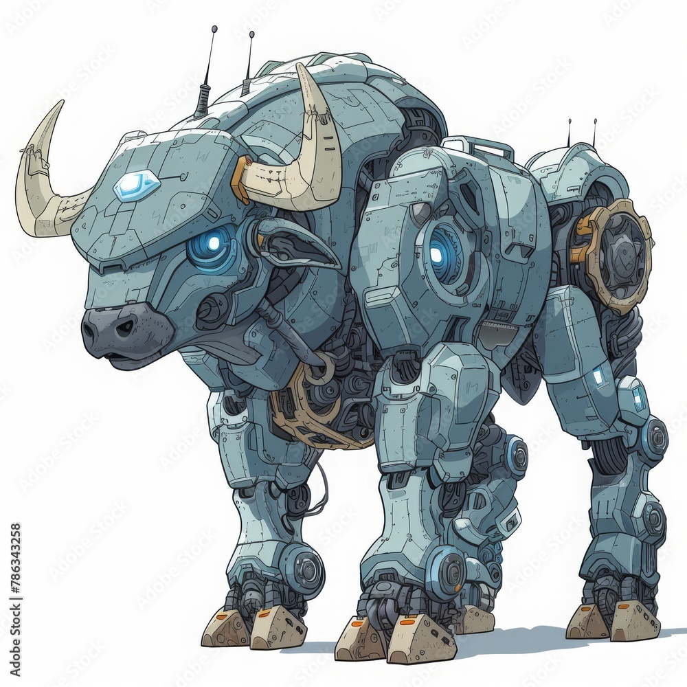 bull robot vector cartoon illustration of a buffalo bull robot Stock ...