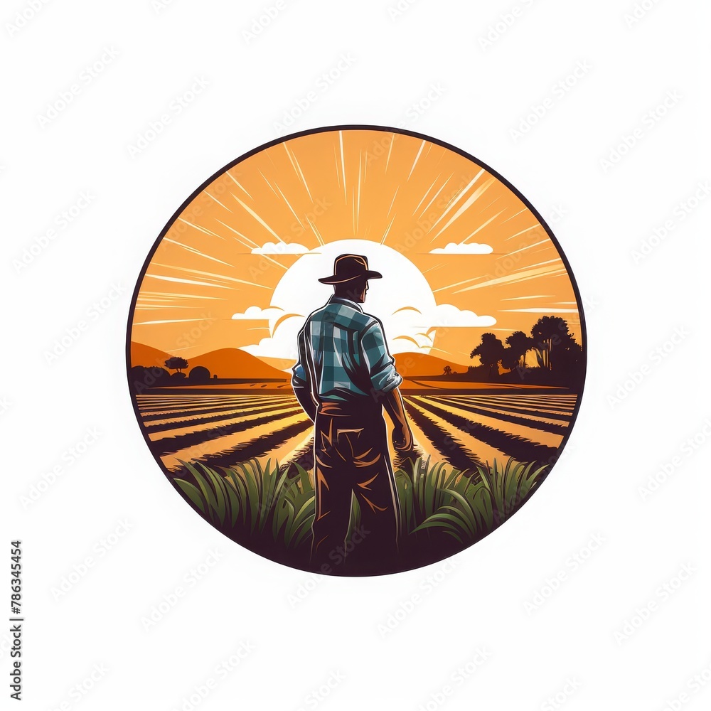 farmer logo, vector illustration, cartoon farmer character wearing a ...