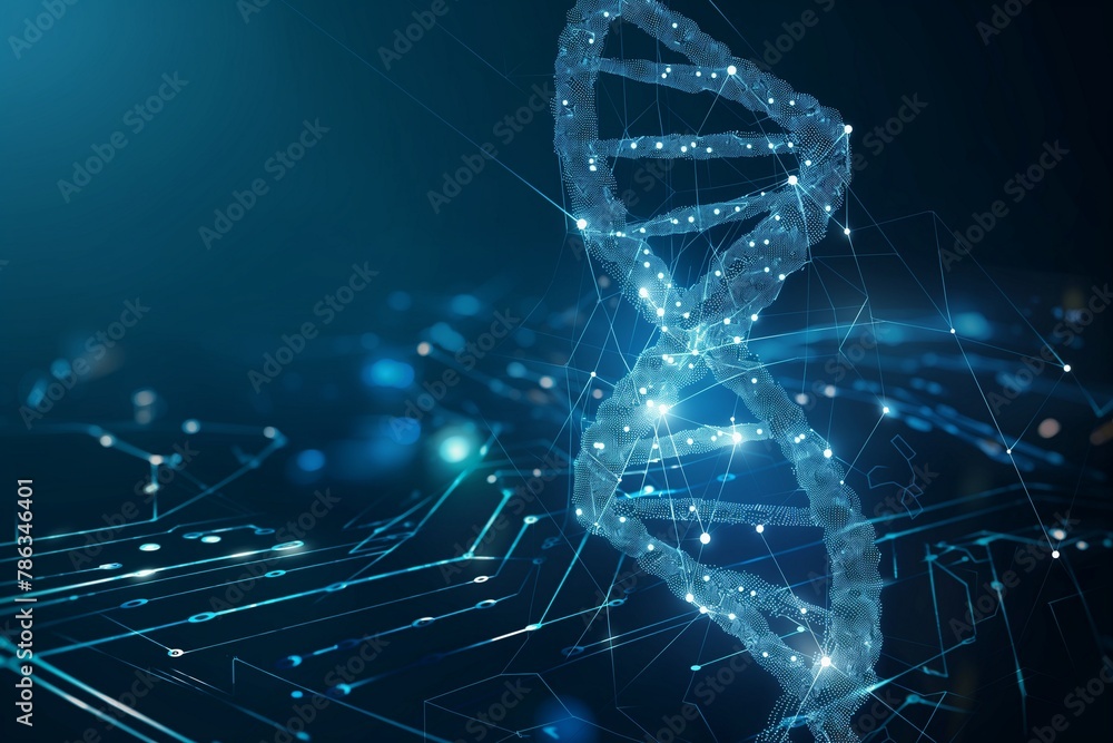 DNA double helix in light blue futuristic style, DNA background ...