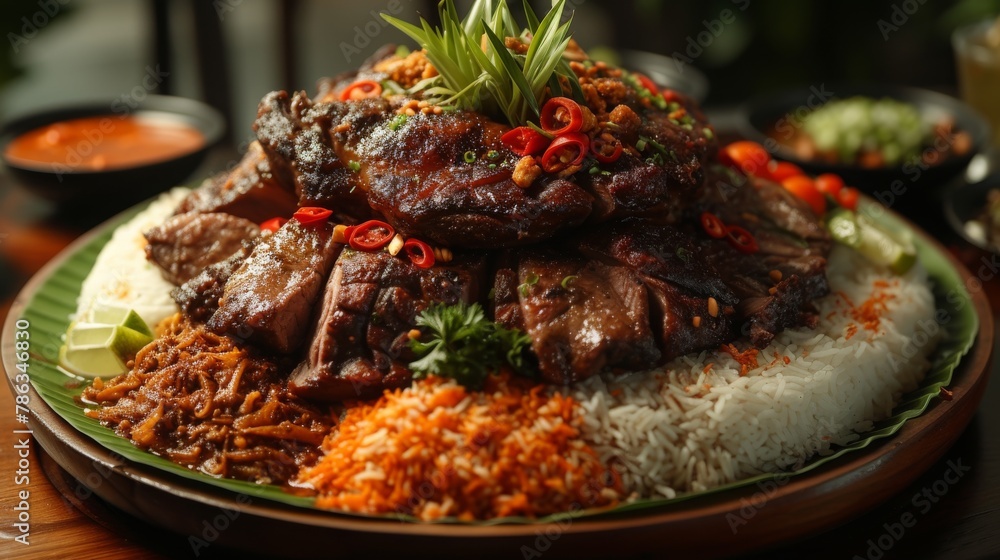 kebuli rice, goat meat and camel meat, traditional Arabic food and rice ...