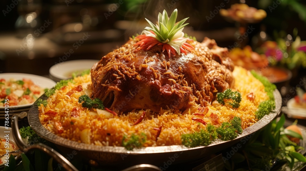 kebuli rice, goat meat and camel meat, traditional Arabic food and rice ...