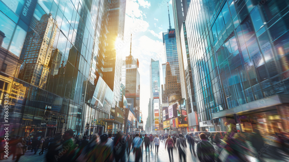 The hustle and bustle of city life captured with blurred motion ...