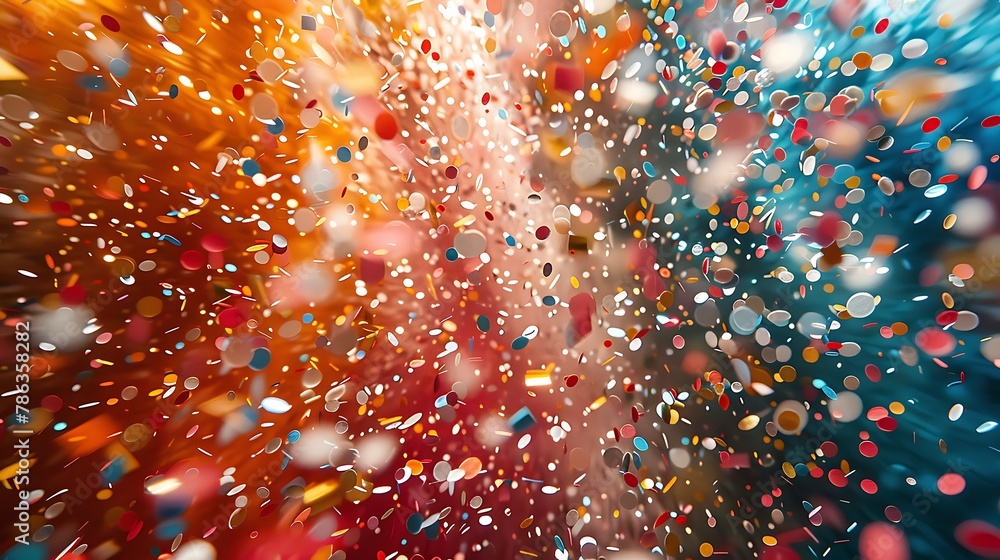 Focus on the swirling motion of colorful confetti as it rains down in ...
