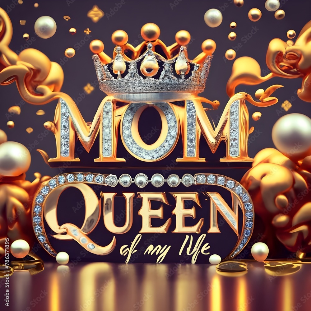 A regal scene fit for a MOM queen, a 3d golden manuscript calligraphy ...
