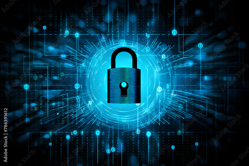 cyber security padlock blue abstract digital binary code background Stock Photo | Adobe Stock
