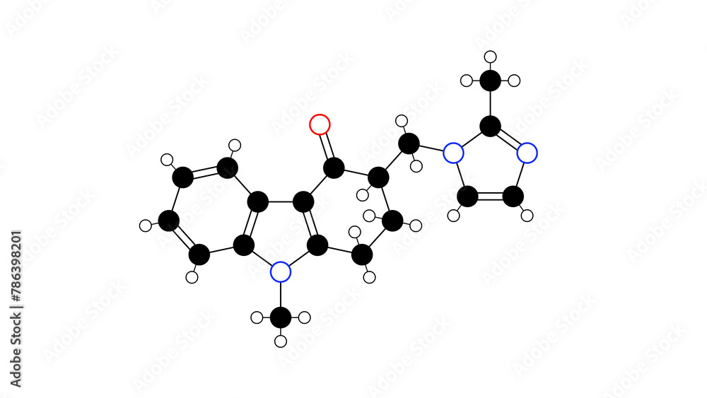 ondansetron molecule, structural chemical formula, ball-and-stick model ...