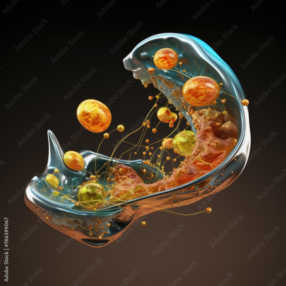 A 3D model of the human gallbladder and biliary system, highlighting ...