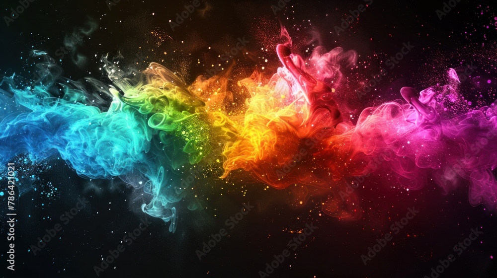 Black background transformed by a rainbow flare overlay. Stock ...